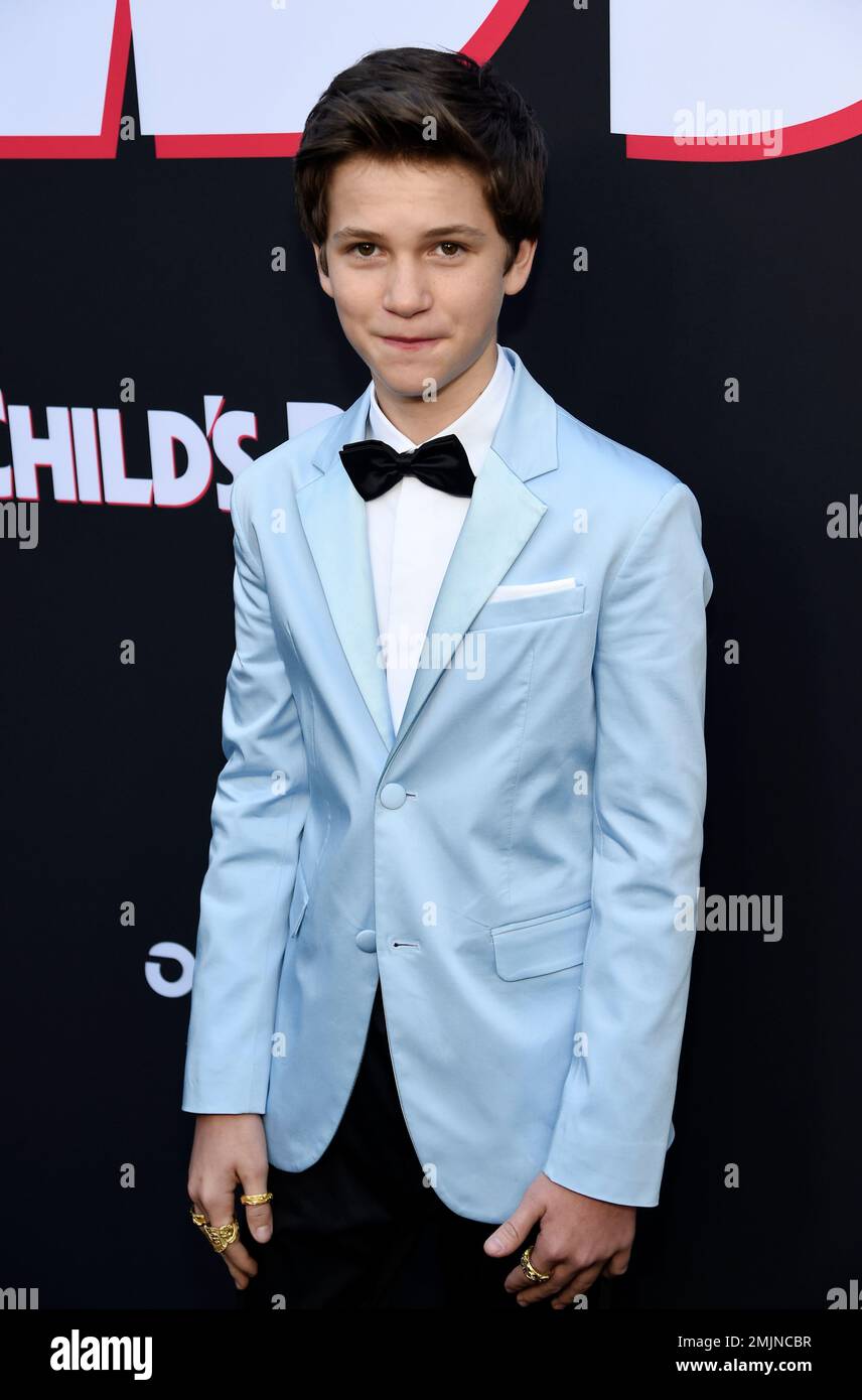 Gabriel Bateman, a cast member in "Child's Play," poses at the premiere ...