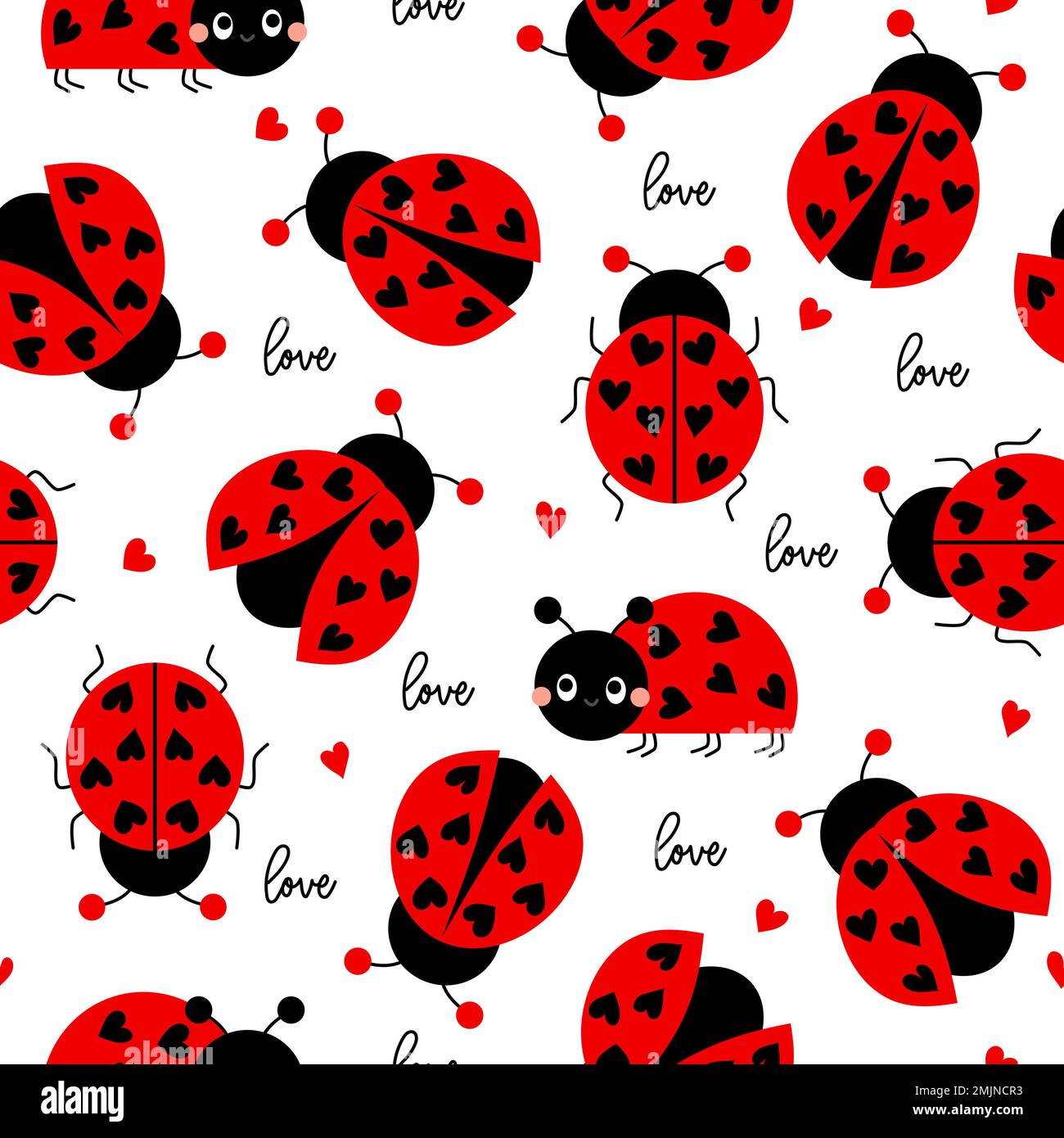 Cute ladybug seamless pattern. Seamless background with ladybug. Simple ... Cute ladybug seamless pattern. Seamless background with ladybug. Simple ...