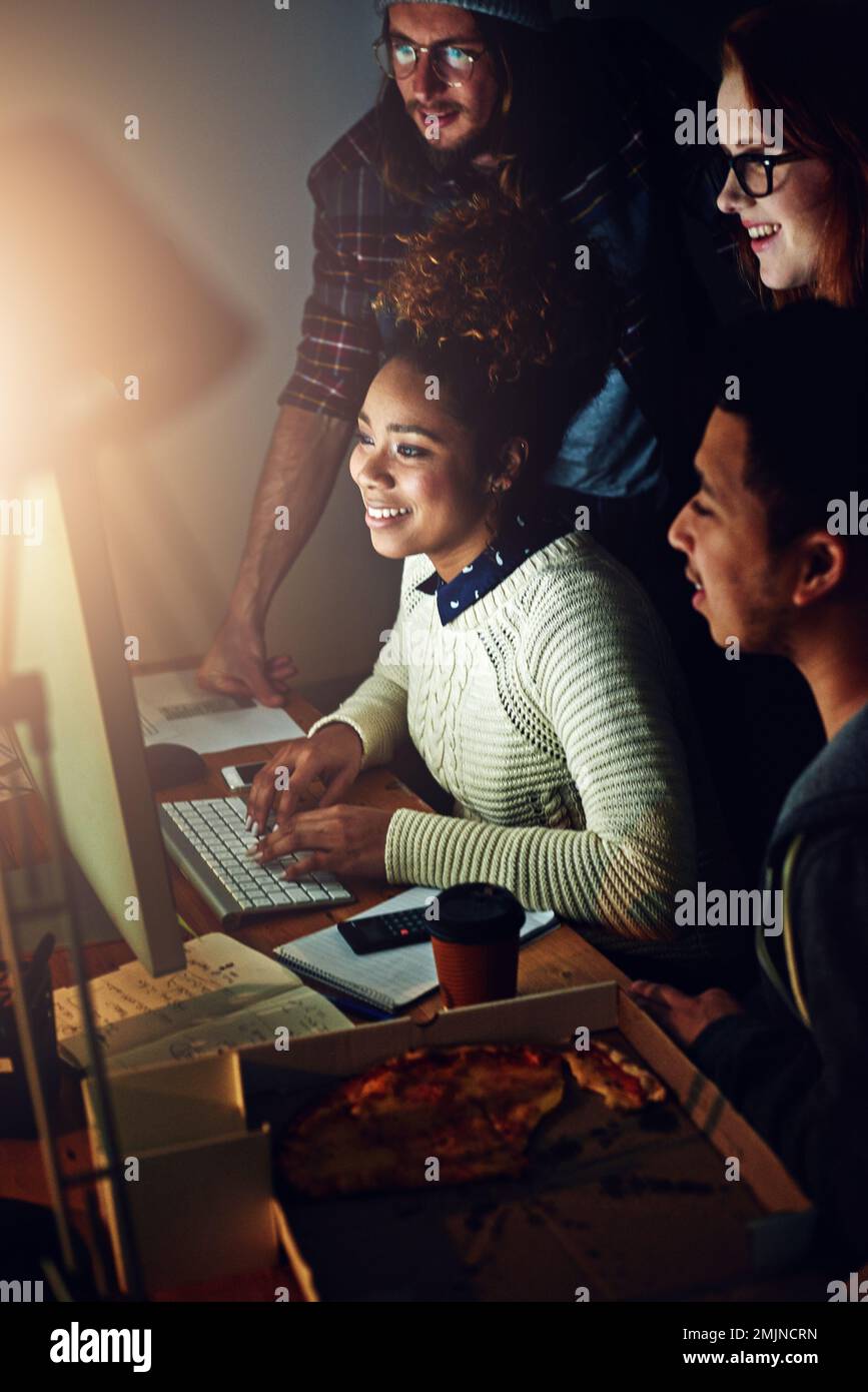 Work towards your goal, even if it means working extra. a business team ...