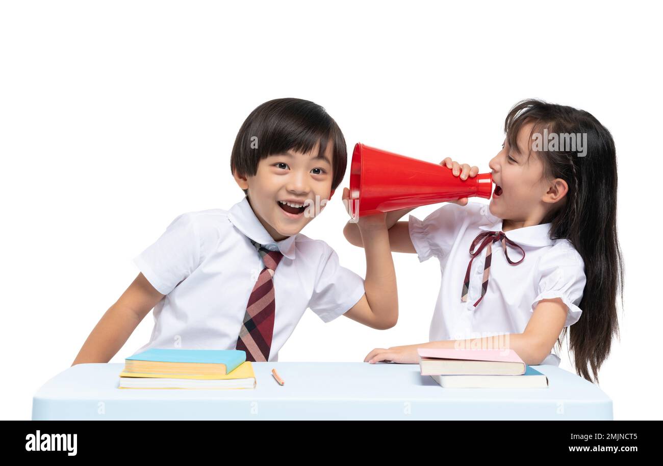 The little boy and little girl in the study Stock Photo - Alamy