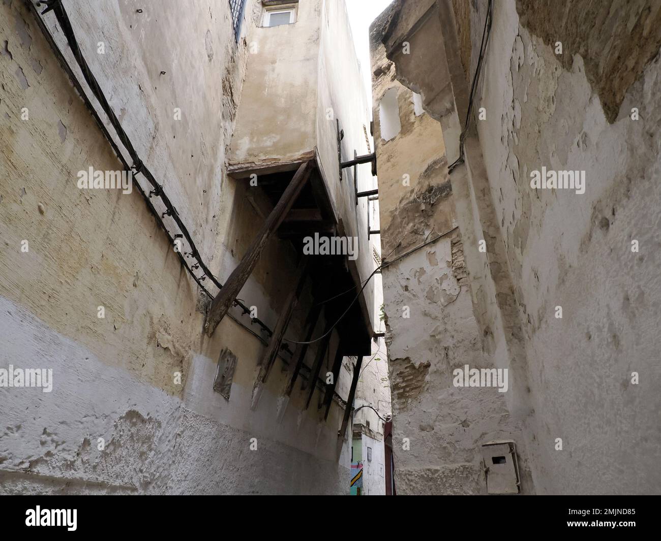 wire cable in Small street in Fez Fes medieval medina (old town ...