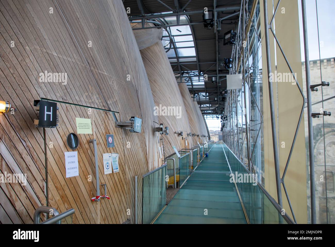 Bordeaux , Aquitaine France - 01 18 2023 : seven courtroom pods clad in ...