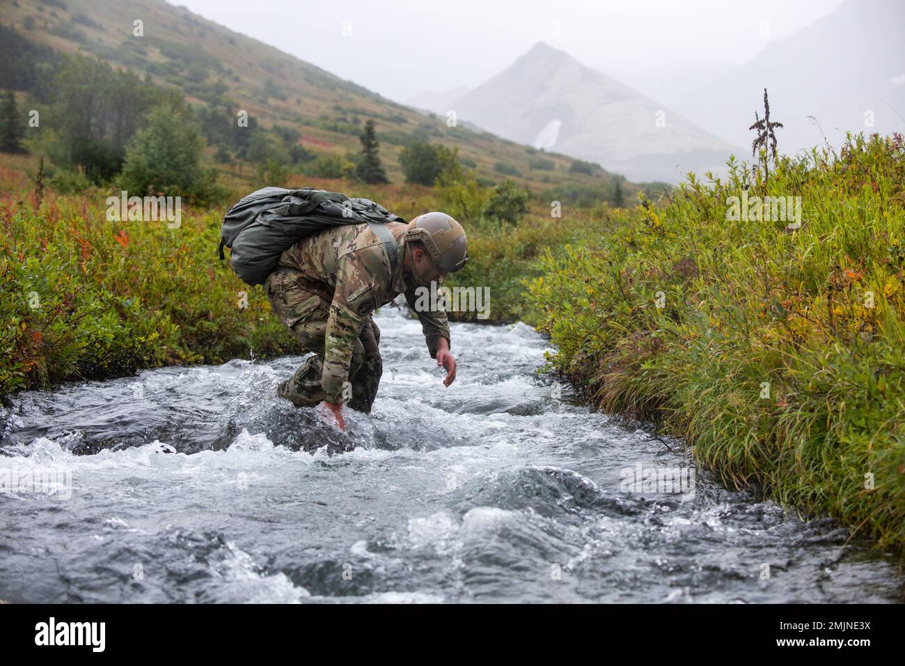 A U.S. Army paratrooper, assigned to the Joint Communications Support ...