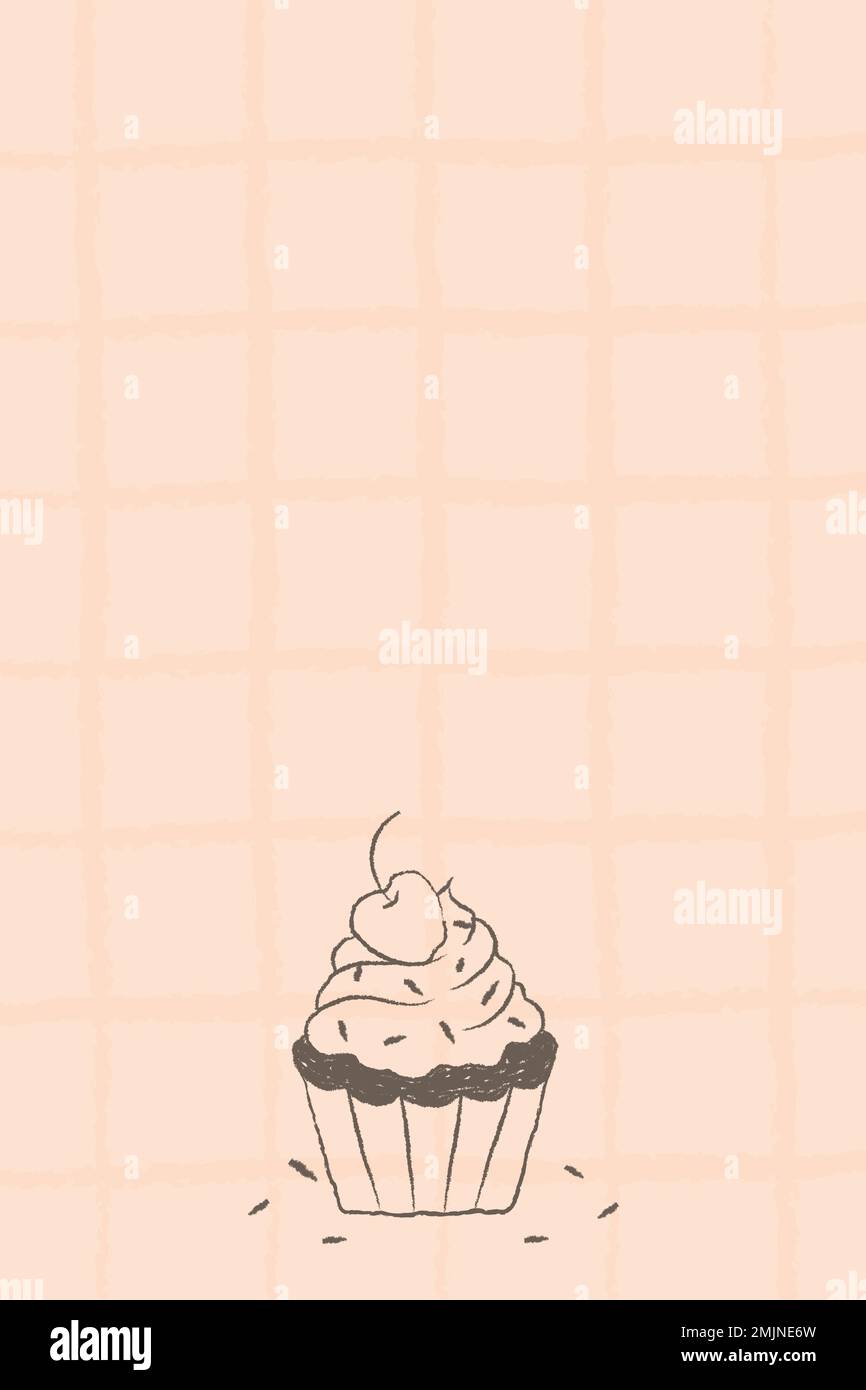 Cute cupcake background, grid pattern vector Stock Vector Image & Art ...