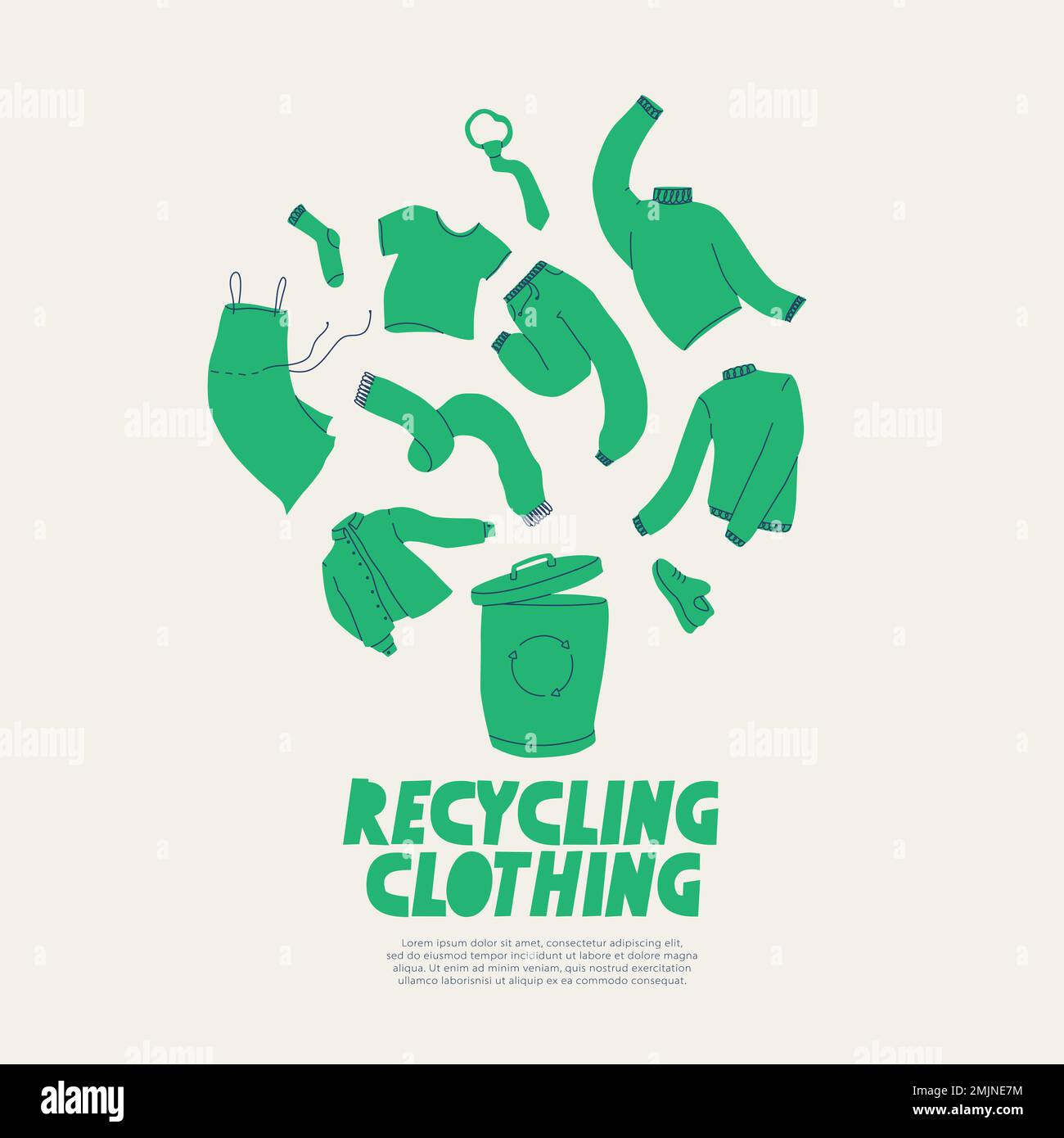 Clothing recycling. A poster calling for the recycling of clothing ...