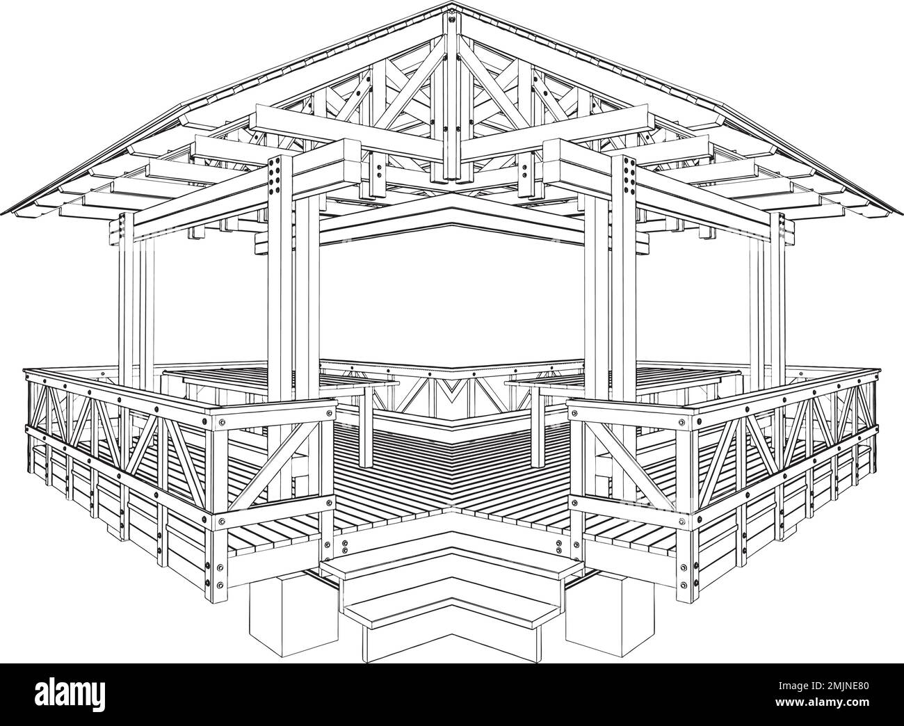Pergola construction Black and White Stock Photos & Images - Alamy