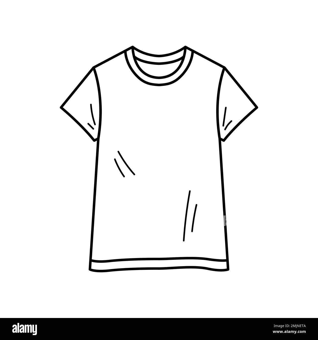 Hand-drawn icon of T-Shirt. Outline symbol. Vector illustration in ...