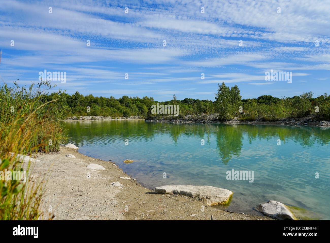 View of the Dyckerhoff lake in Beckum. Quarry west. Blue Lagoon ...
