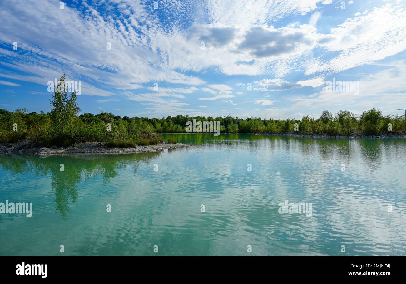 View of the Dyckerhoff lake in Beckum. Quarry west. Blue Lagoon ...
