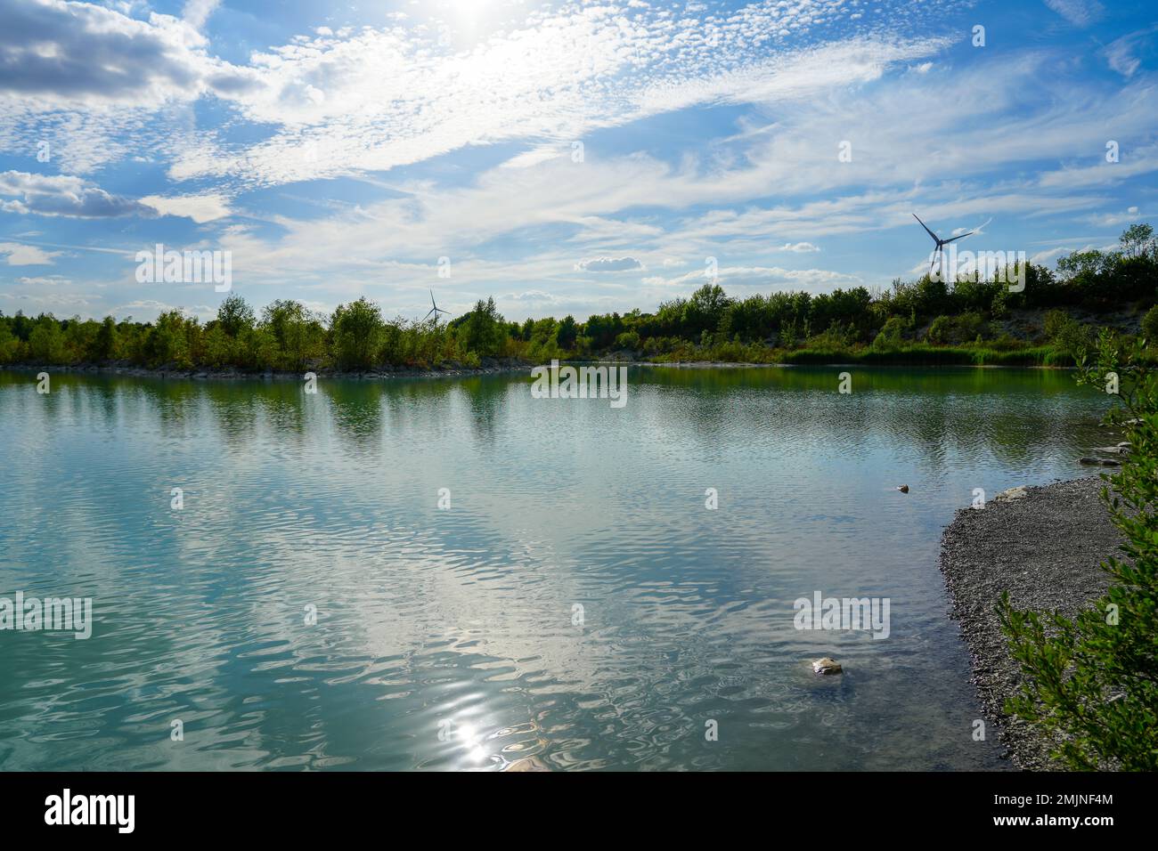 View of the Dyckerhoff lake in Beckum. Quarry west. Blue Lagoon ...