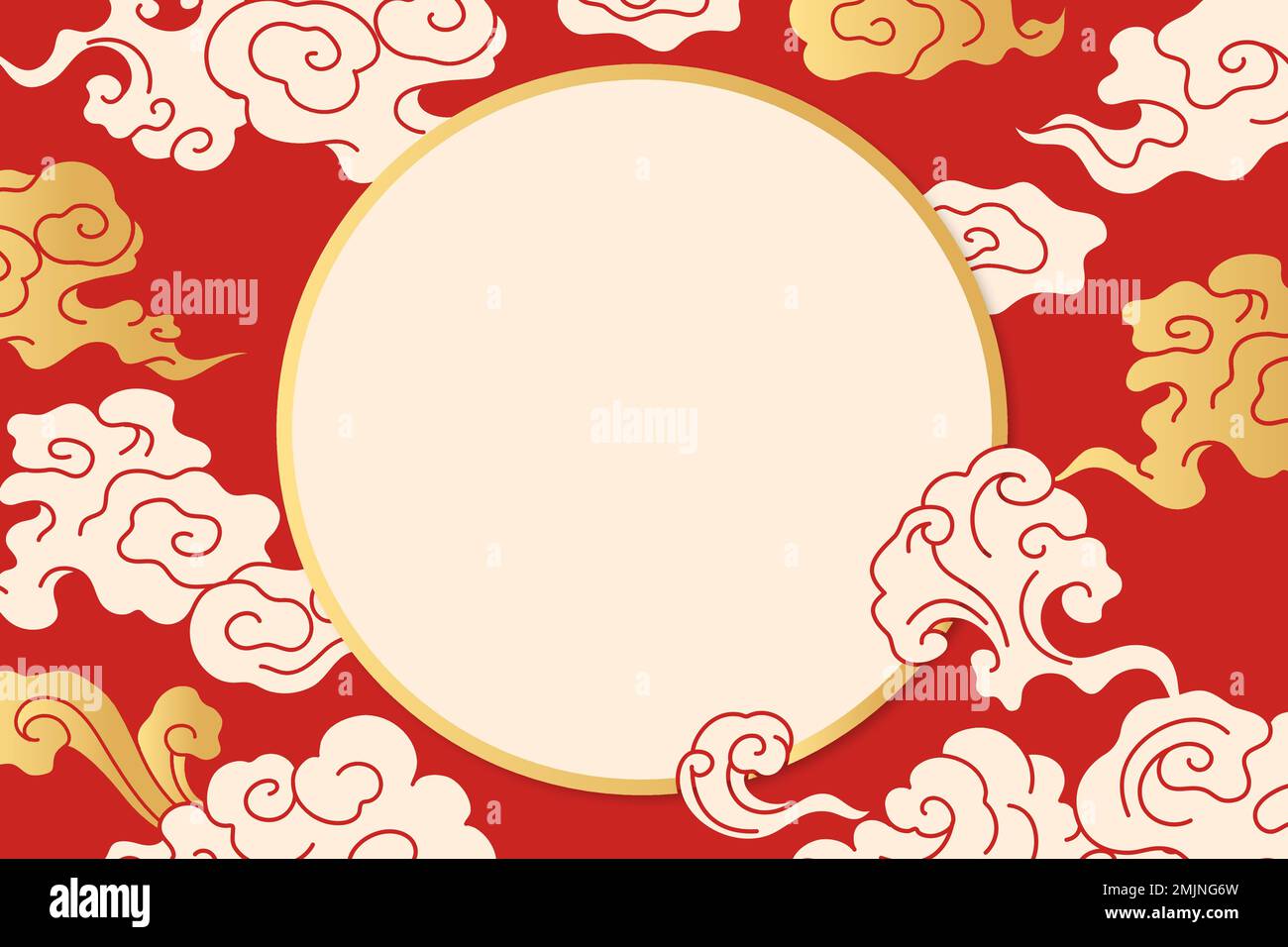 Oriental frame background, red Chinese cloud illustration vector Stock ...