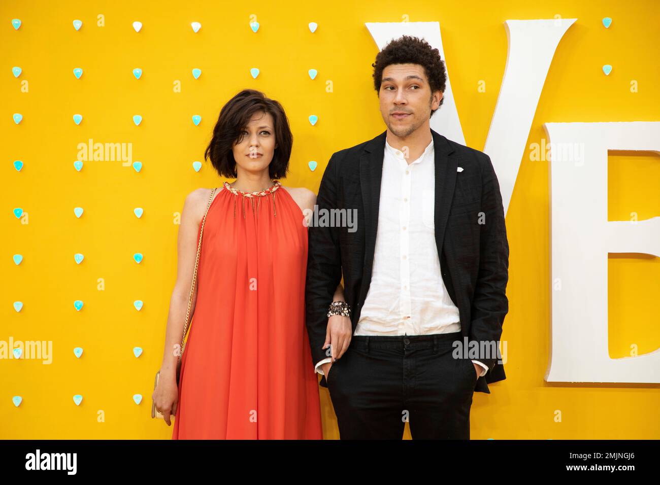 Joel Fry and Kristina Aleksandrova pose for photographers upon arrival ...