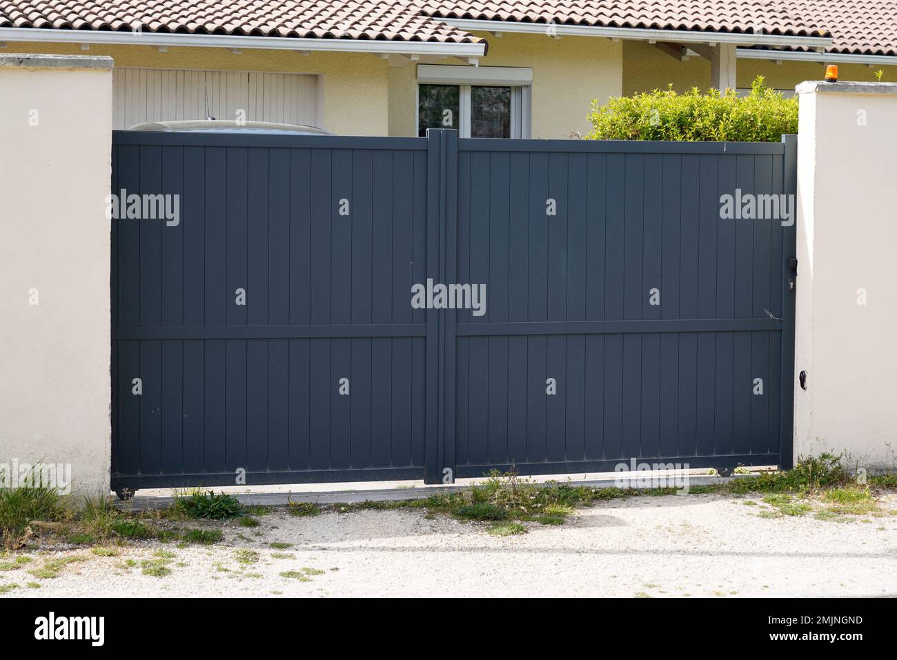 Aluminum modern dark home double grey gate portal of suburb door house ...
