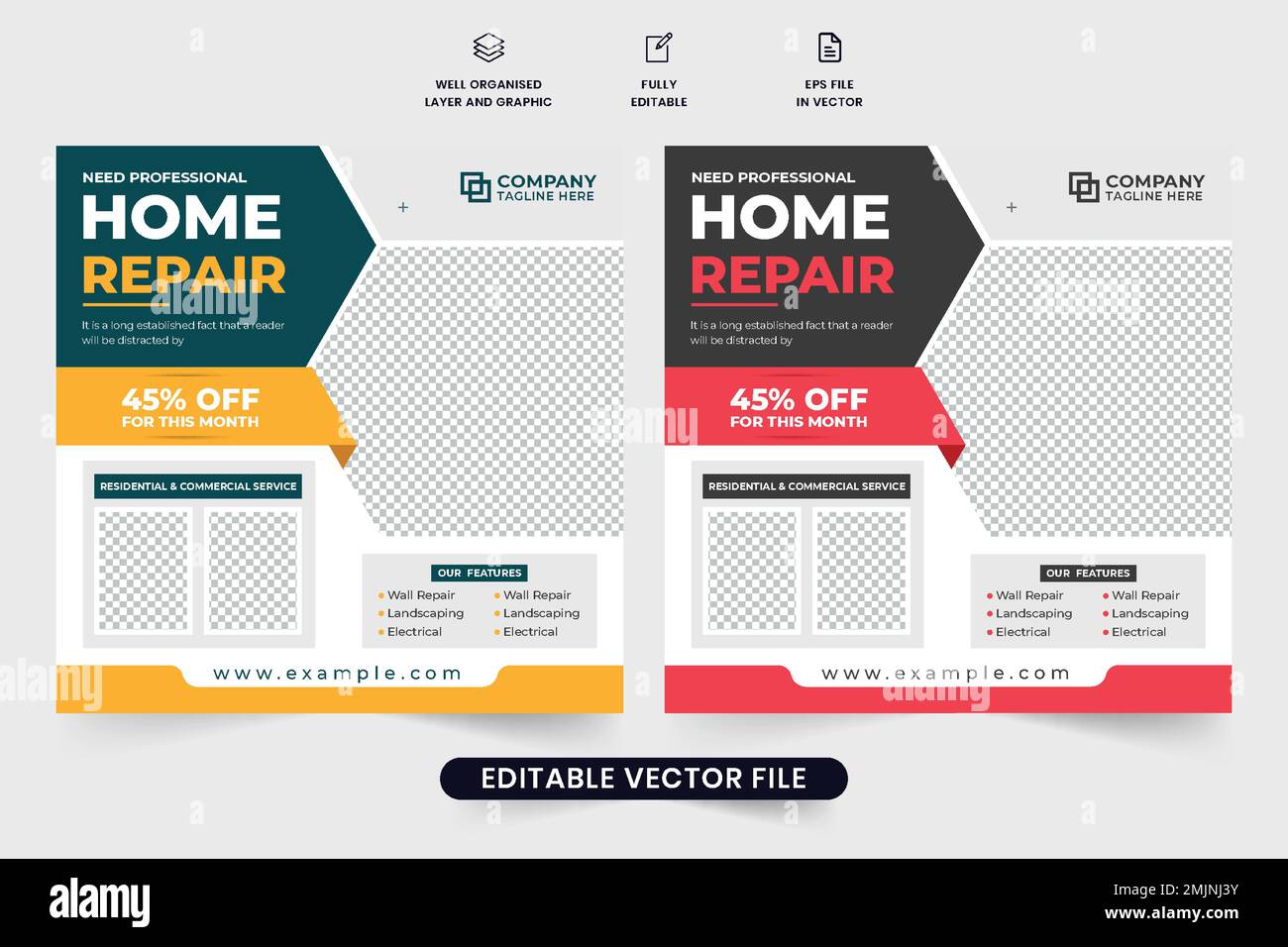 Professional home repair service advertisement poster with yellow and ...