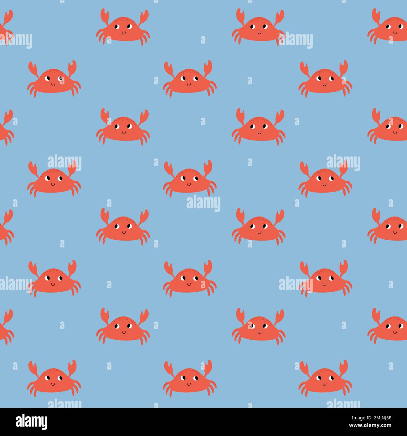 Vector seamless pattern with crab.Underwater cartoon creatures.Marine ...