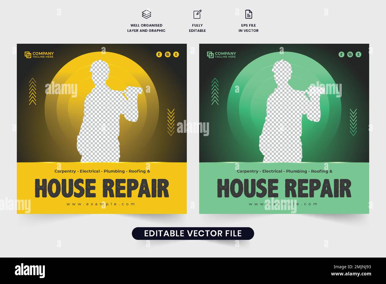 Modern handyman business advertisement template design with green and ...