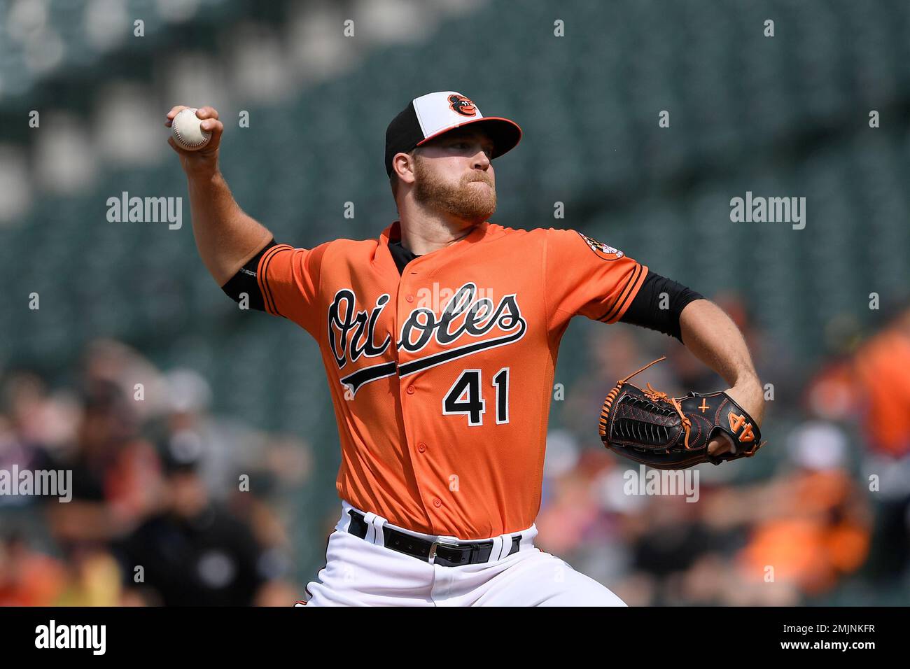 Baltimore Orioles relief pitcher David Hess (41) delivers a pitch ...