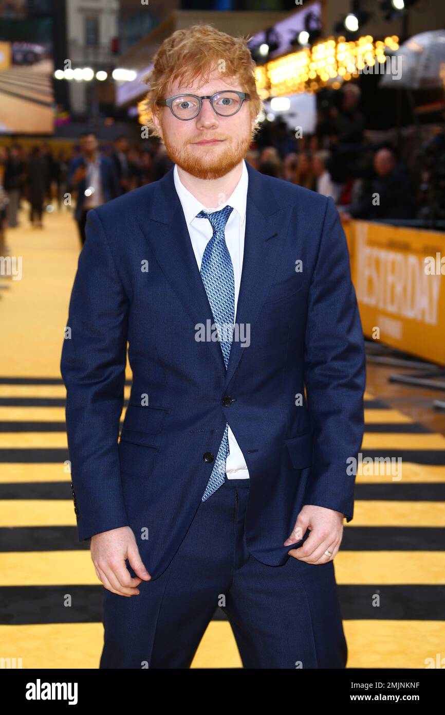 Singer Ed Sheeran poses for photographers upon arrival at the premiere ...