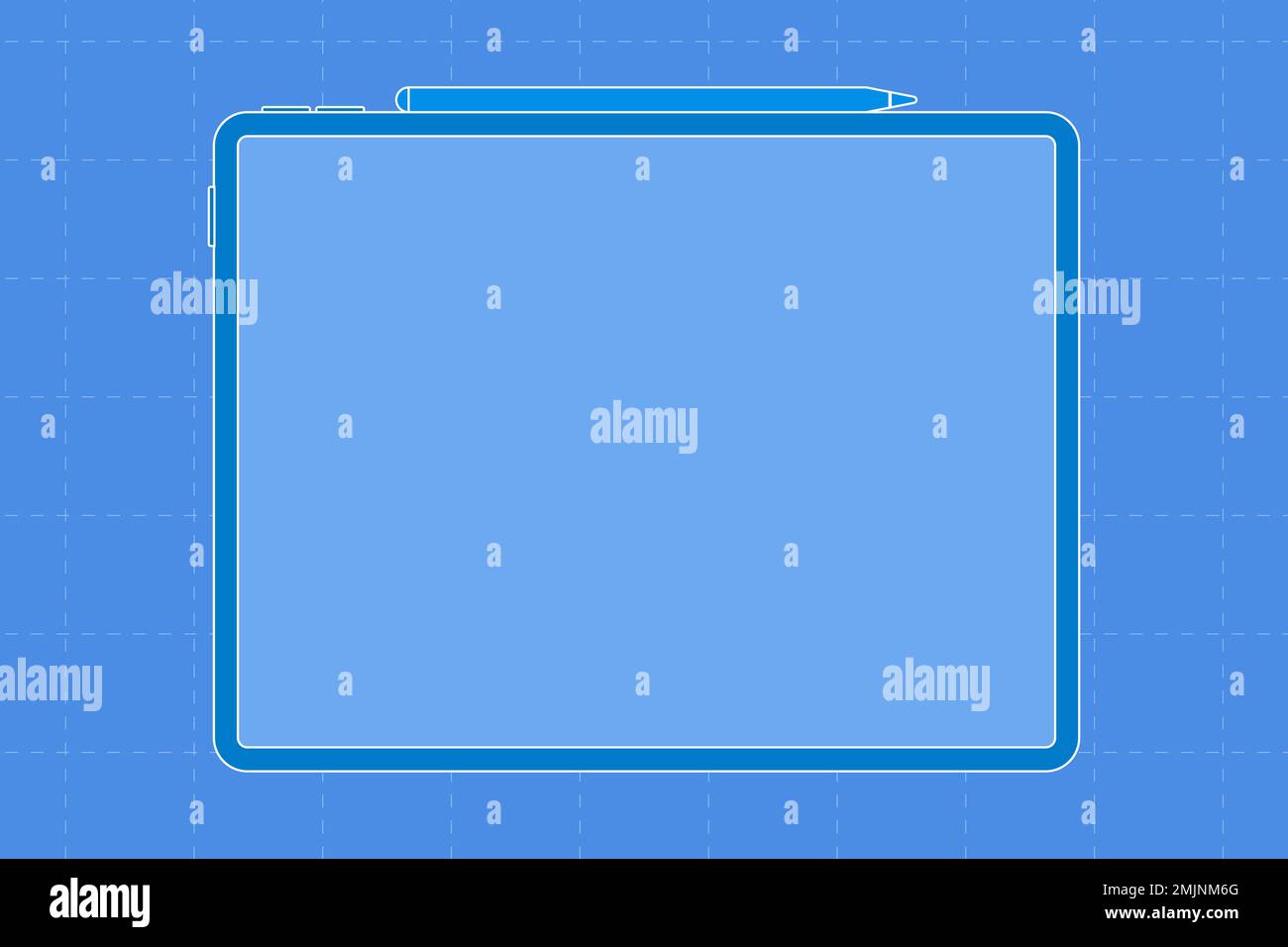 Tablet blank blue screen, stylus charging on top, digital device vector ...