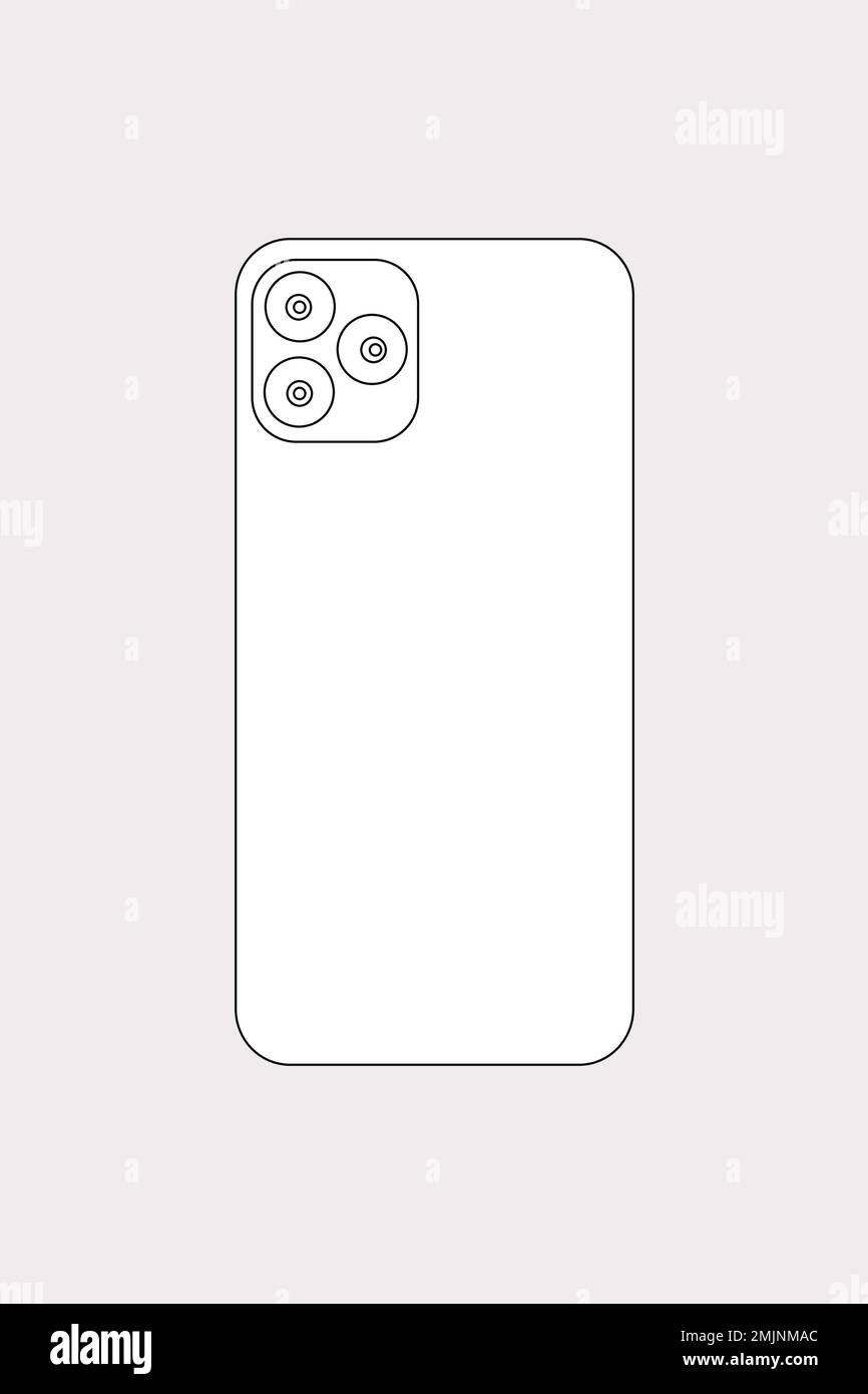 White smartphone outline, 3 rear cameras, vector illustration Stock ...