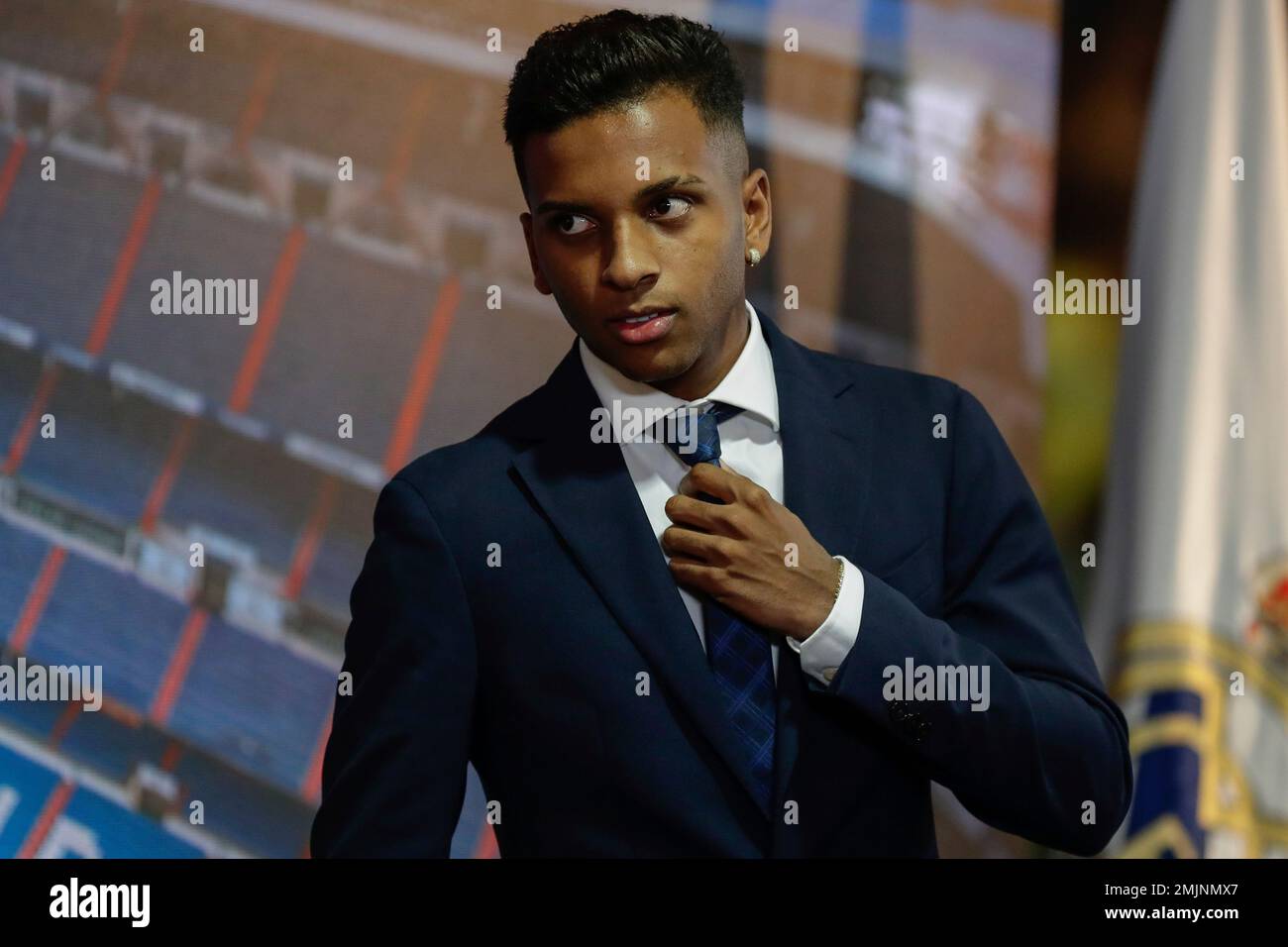 Brazilian player Rodrygo Goes during his official presentation after ...