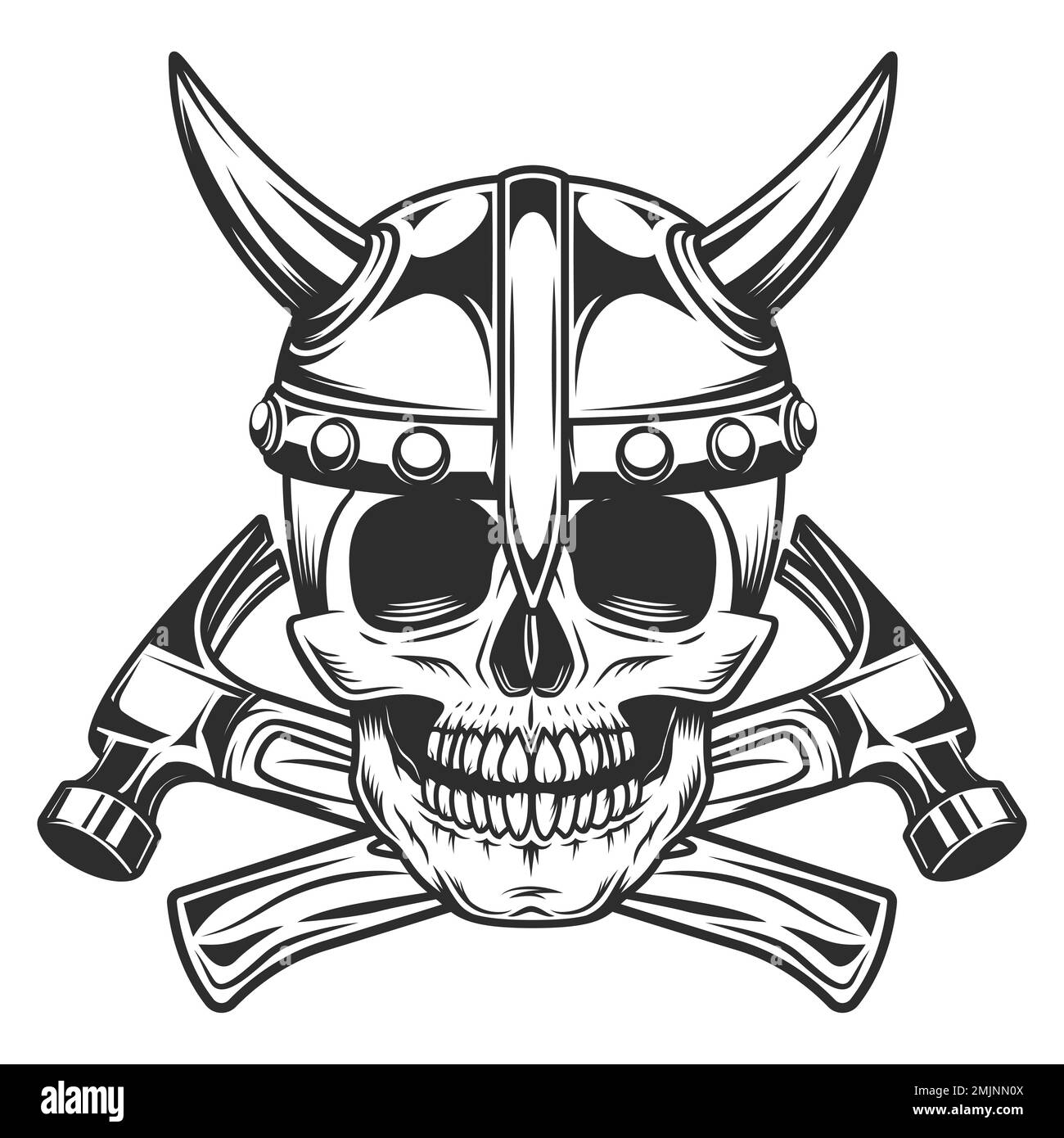 Skull with viking helmet and crossed hammer business builder from new ...