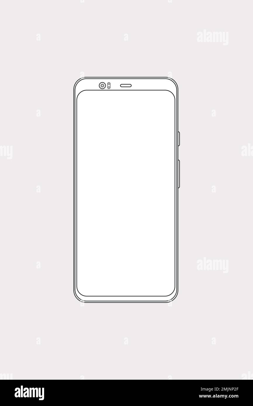 White smartphone outline, digital device vector illustration Stock ...