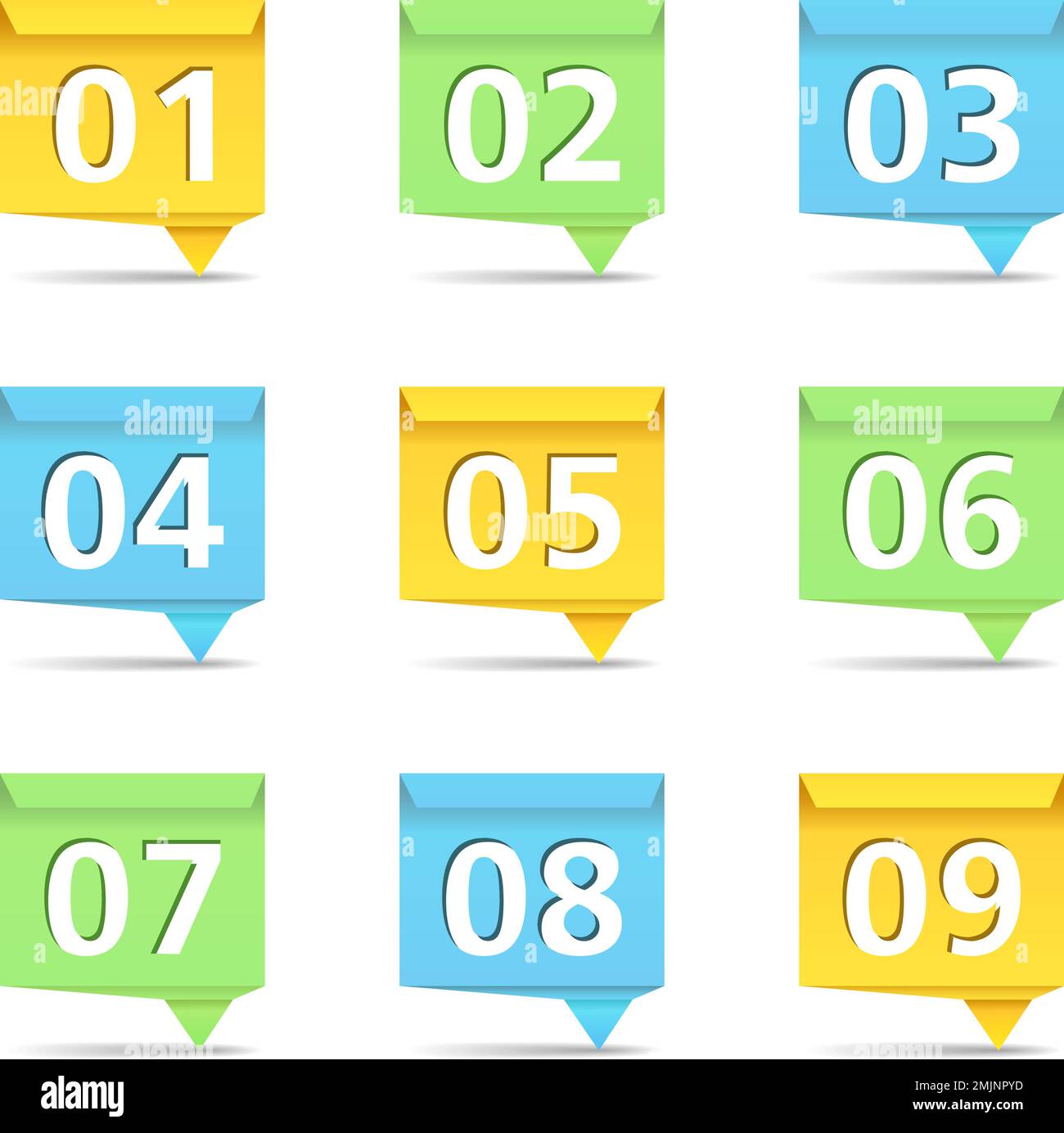 Set of origami banners with numbers, vector eps10 illustration Stock ...