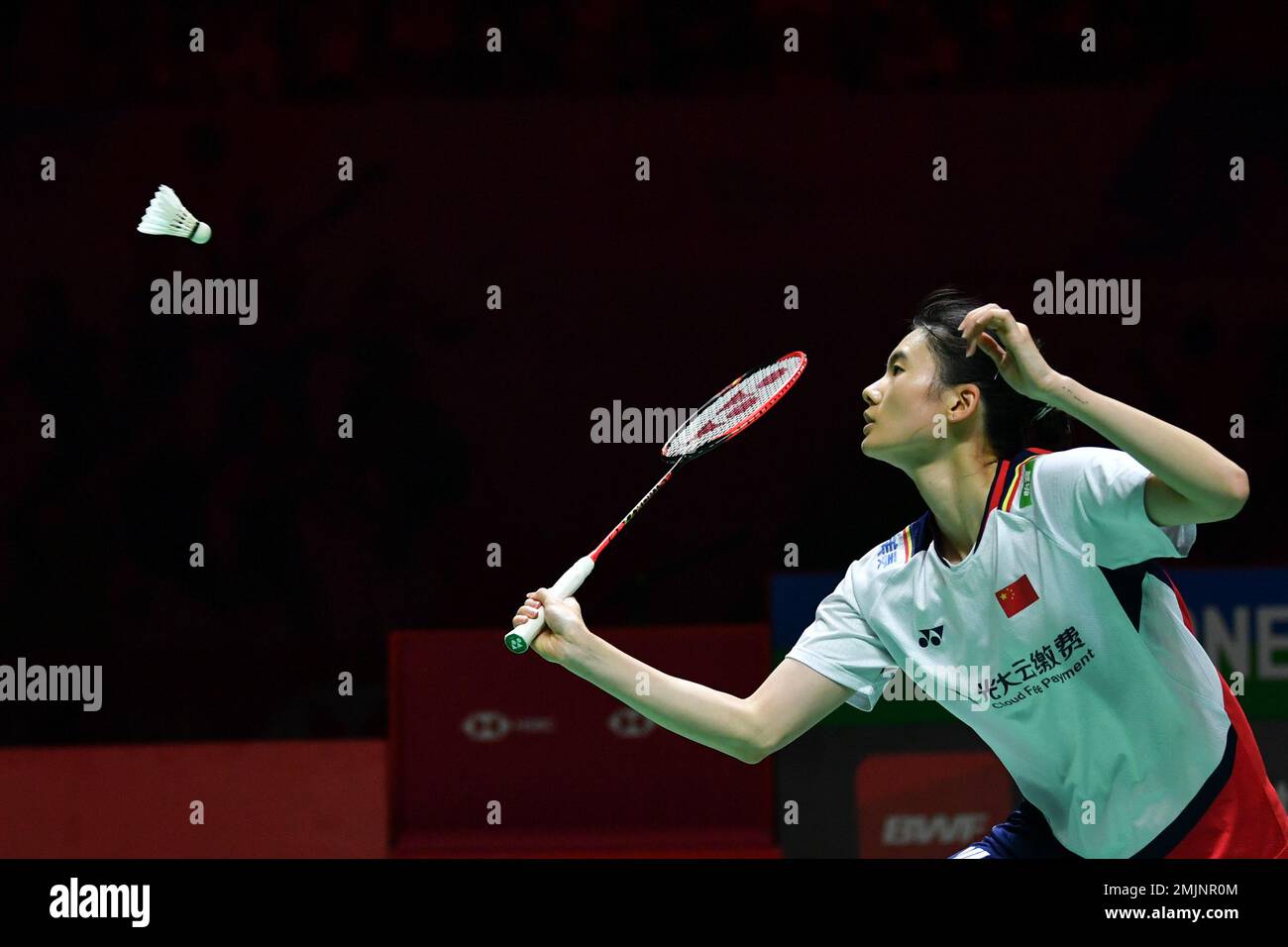Jakarta, Indonesia. 28th Jan, 2023. Han Yue of China hits a return ...