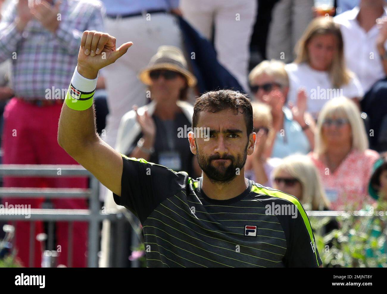 Marin Cilic of Croatia celebrates winning his match against Cristian ...