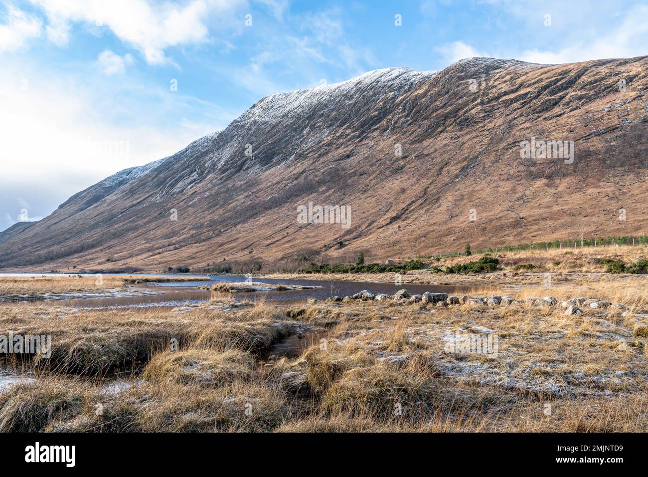 The meeting point of River Etive and the Loch Etive in the Highlands ...
