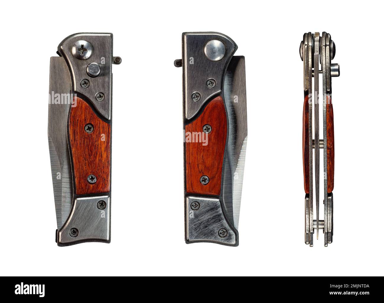 Set of different views on the folding knife isolated on white ...