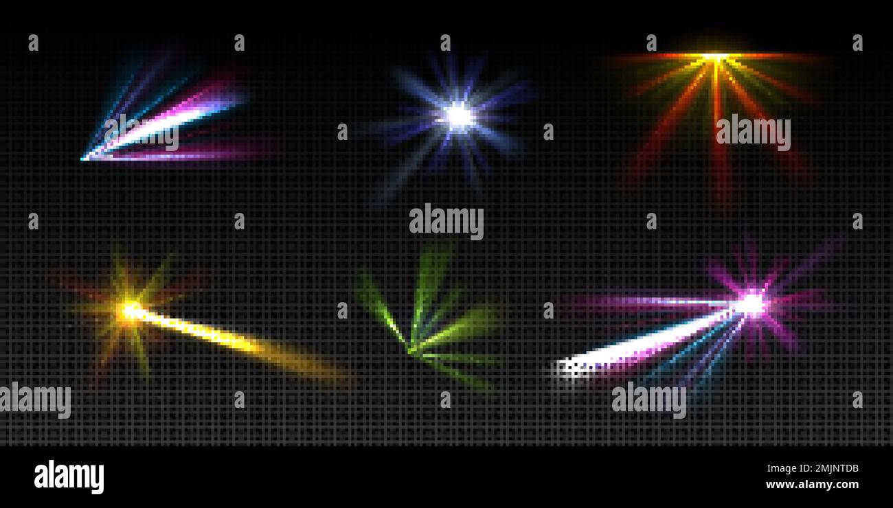 Bright light beams, laser rays, neon glow effect. Abstract flares ...
