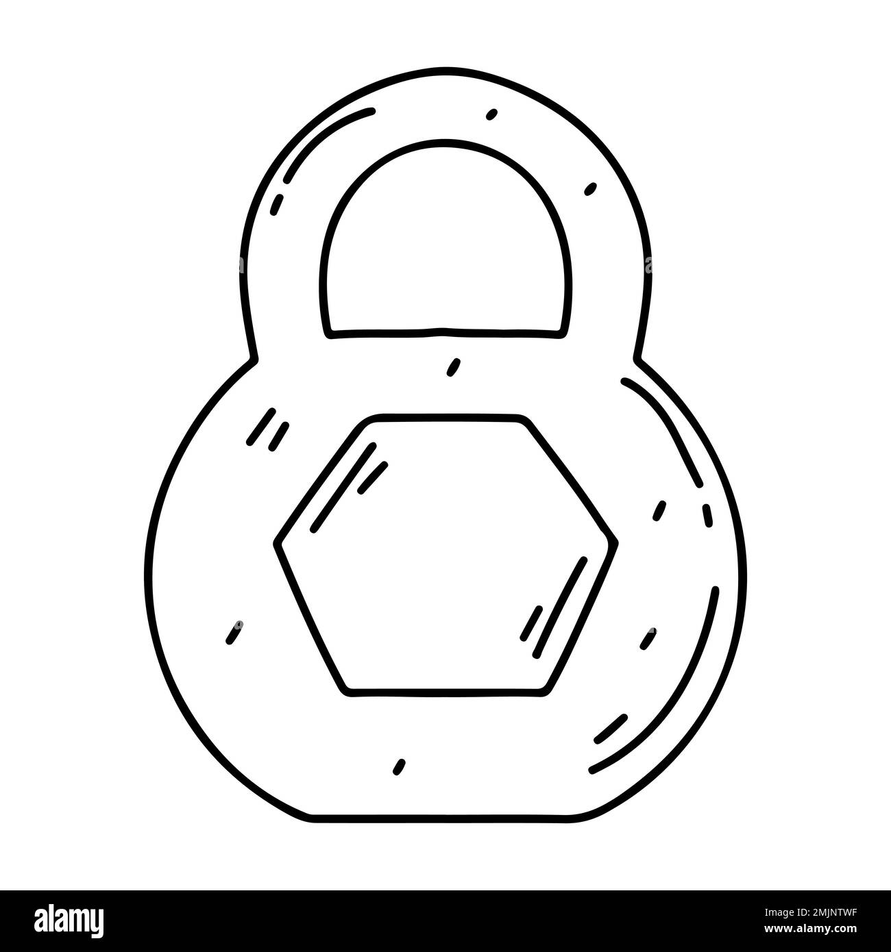 Sport kettlebell in hand drawn doodle style. Vector illustration ...