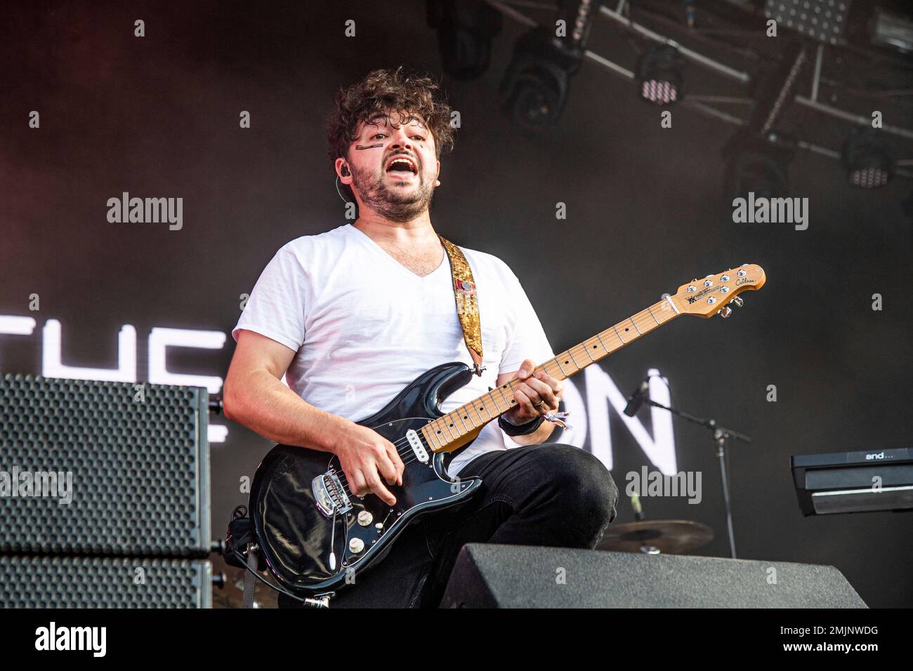 Eli Maiman of Walk The Moon performs at the Bonnaroo Music and Arts ...