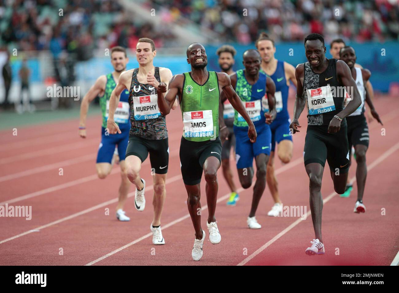 Nijel Amos of Botswana leads the pack in Men's 800m race during the ...