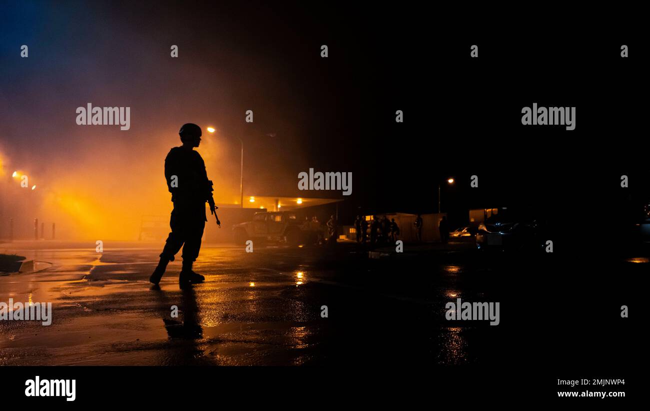 A U.S. Air Force Airman assigned to the 35th Security Forces Squadron ...