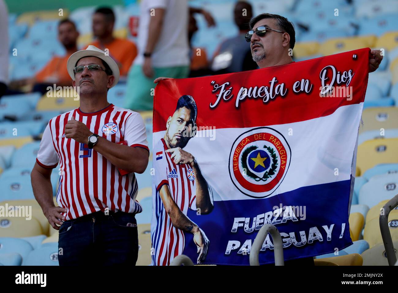 Fans of Paraguay wait for the start of a Copa America Group B soccer ...