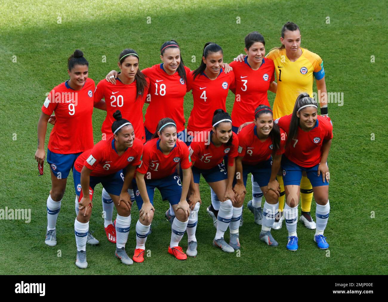Chile players pose before the Women's World Cup Group F soccer match ...