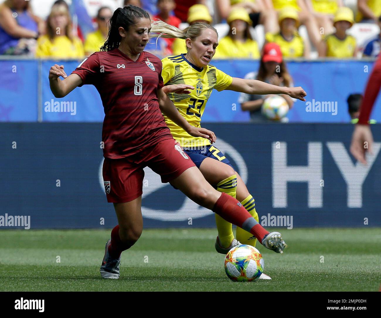 Thailand's Miranda Nild, left, and Sweden's Elin Rubensson, right ...