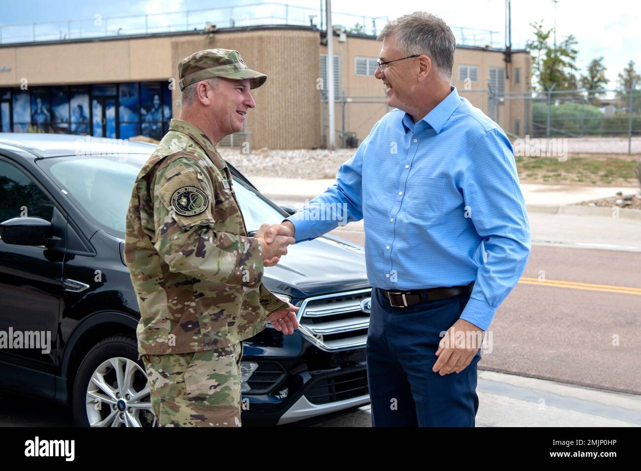 U.S. Space Force Brig. Gen. Dennis Bythewood, left, deputy commander of ...