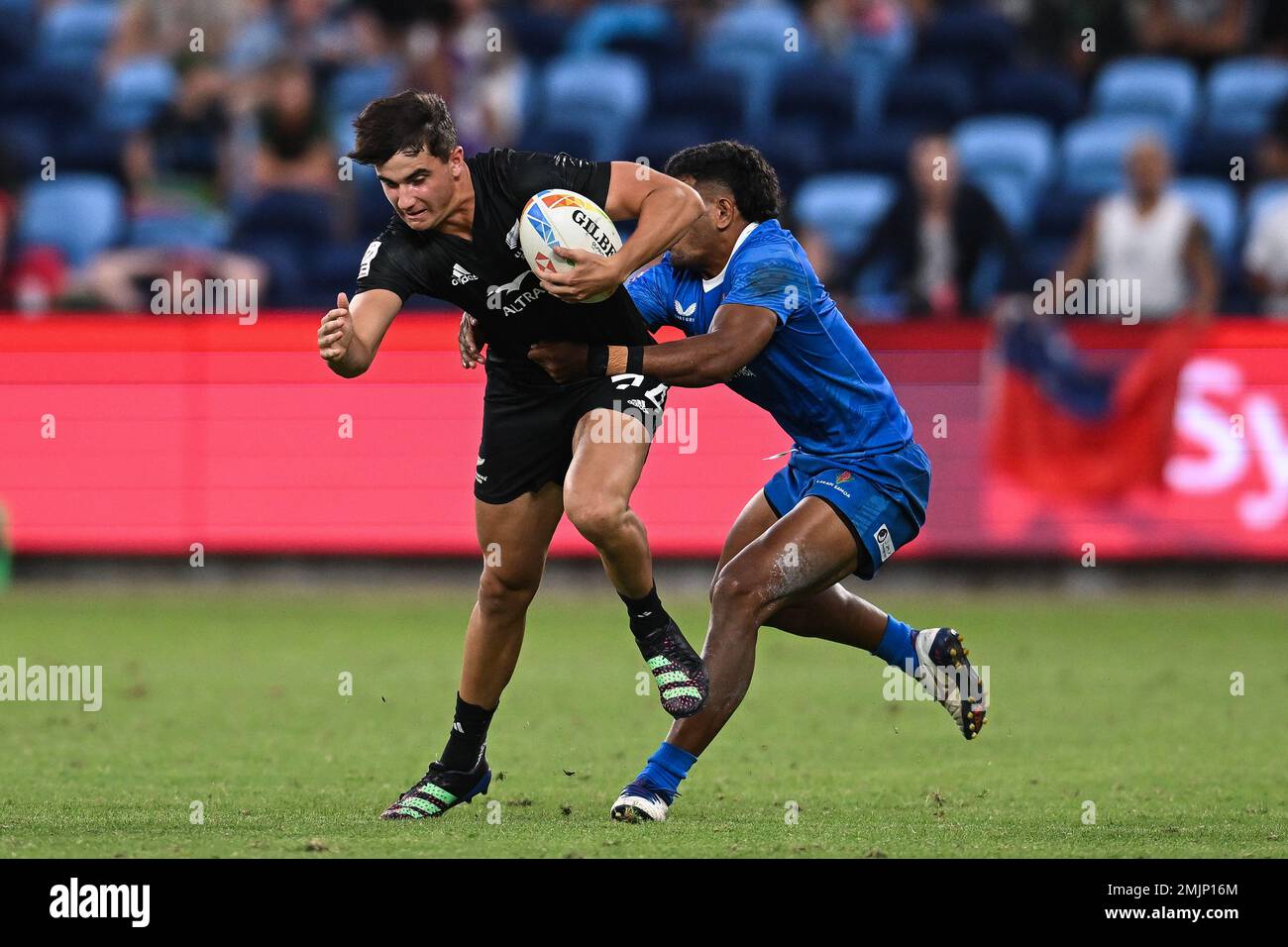 Payton Spencer of New Zealand runs the ball during the HSBC Sydney Sevens men's quarter-final ...
