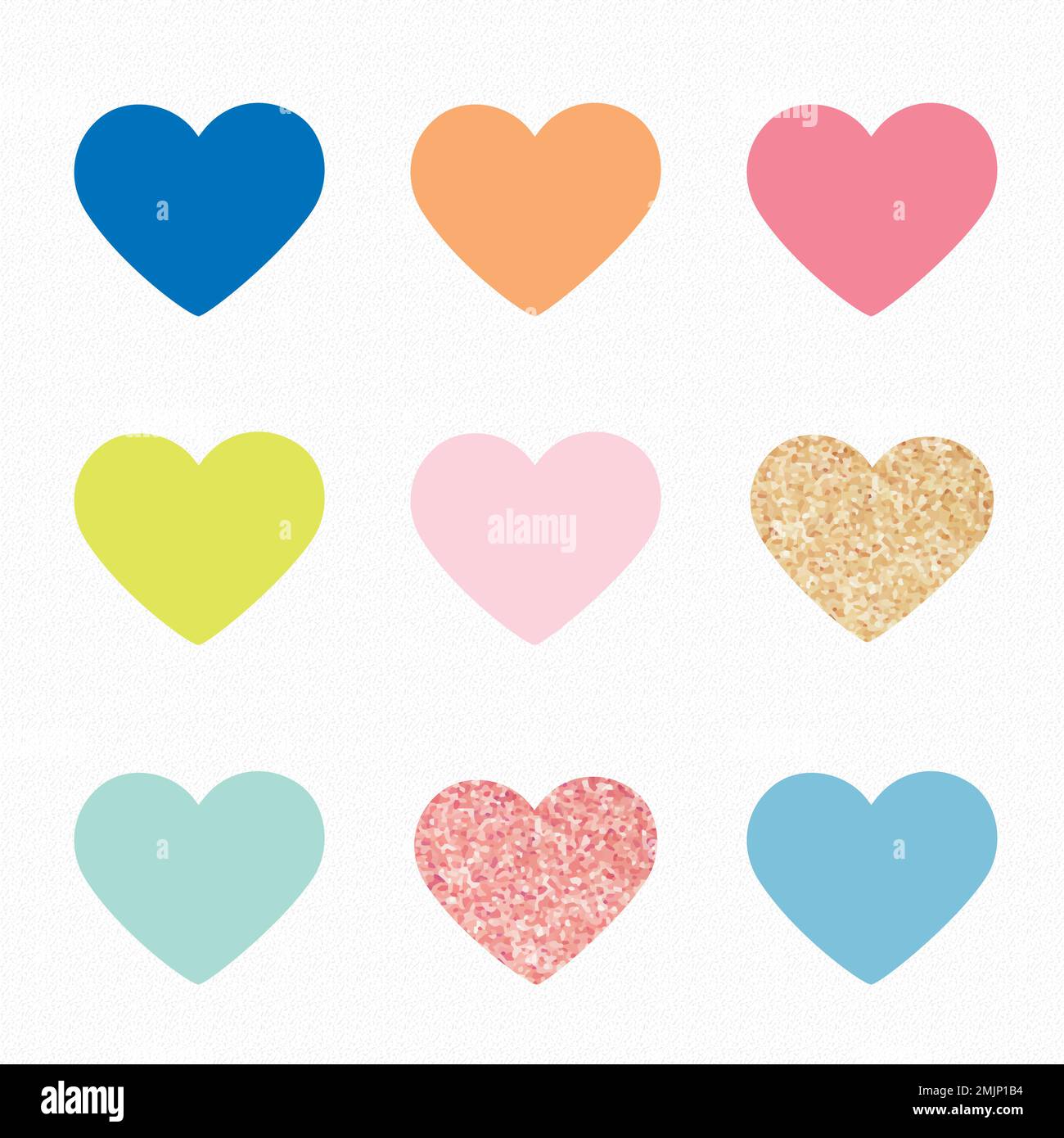 Heart shape sticker, cute pastel valentine’s clipart vector set Stock ...