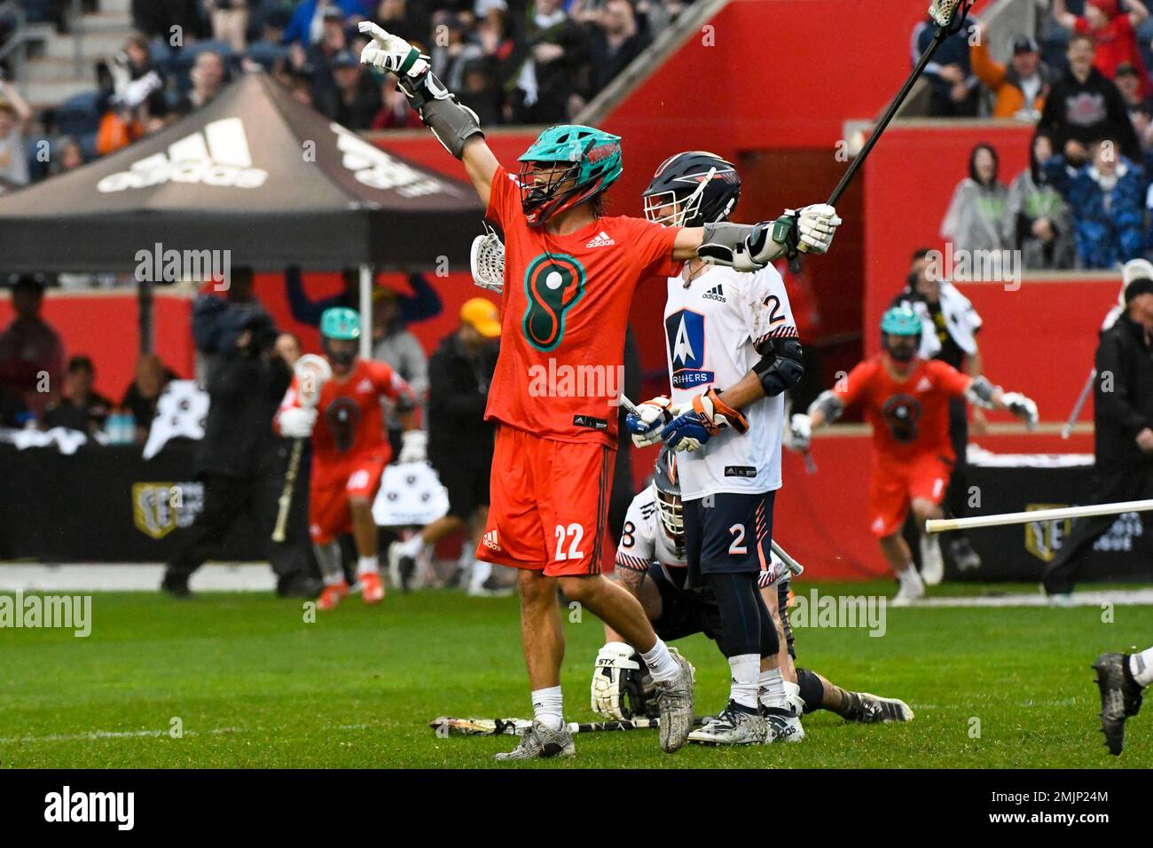 Whipsnakes' Ryan Drenner celebrates scoring the winning goal as Archers ...