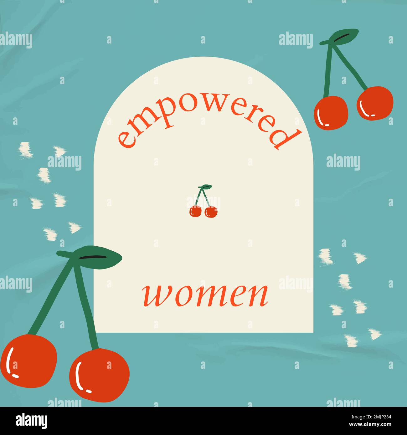 Empowered woman social media template with frame and cherry vector ...