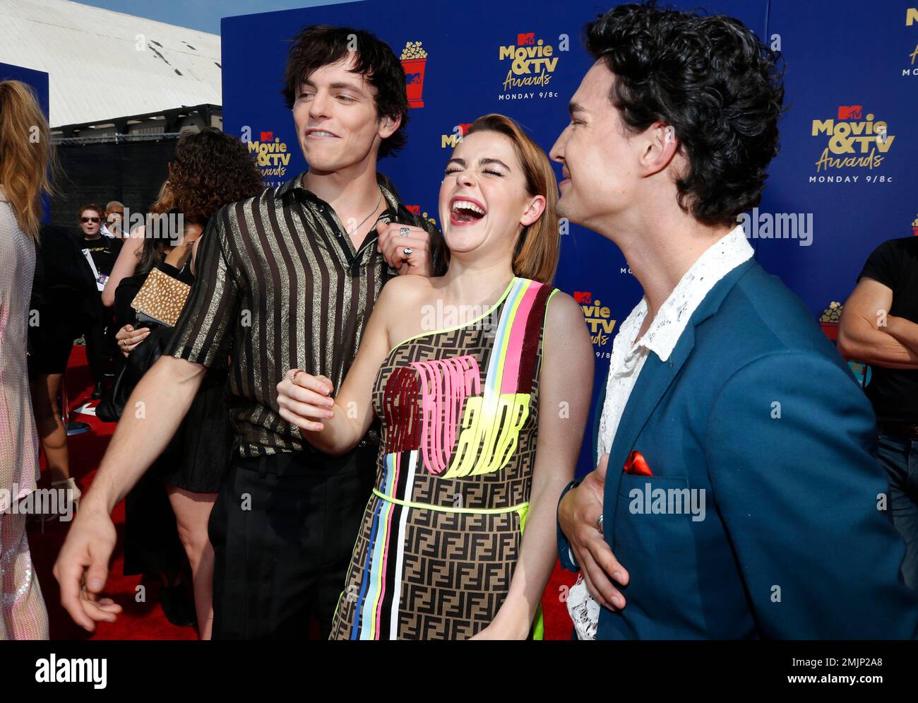 Ross Lynch, from left, Kiernan Shipka and Gavin Leatherwood arrive at ...