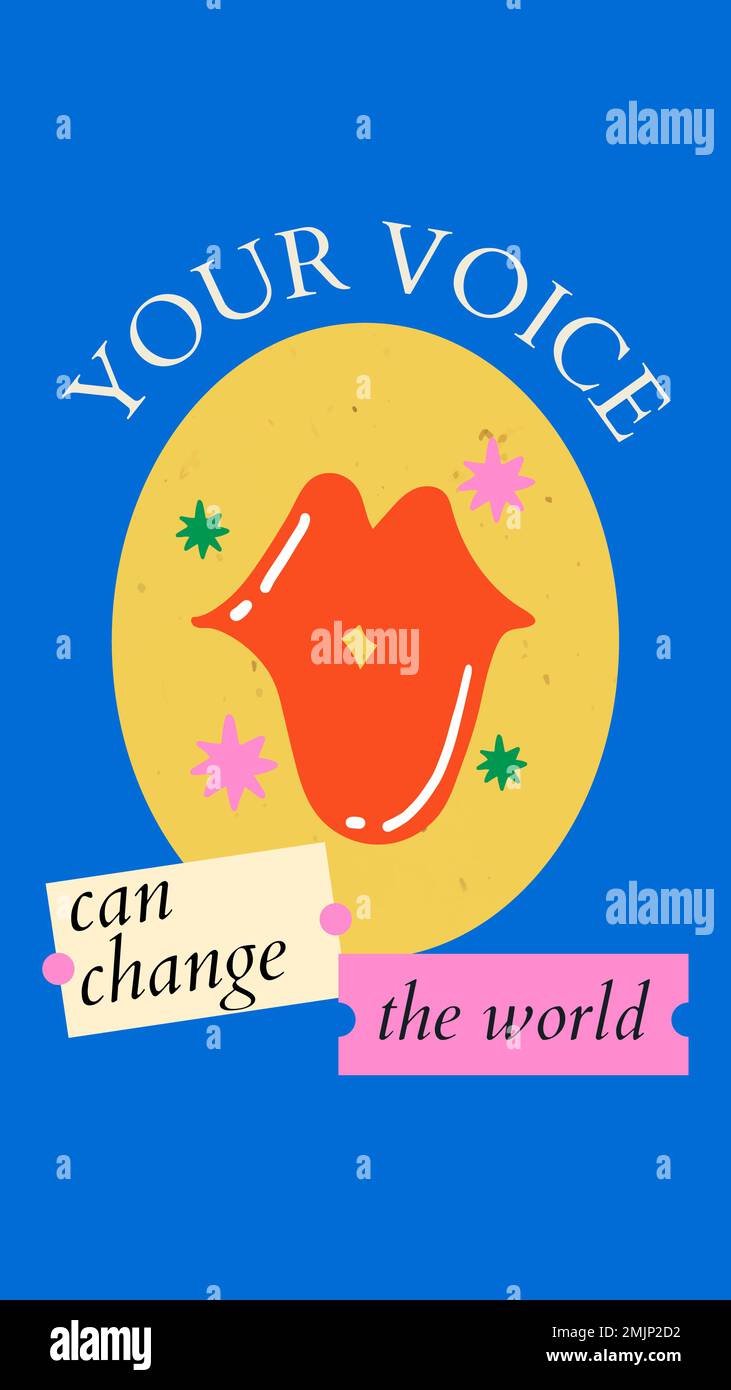 Pop art lips frame template vector, social media story and phone ...