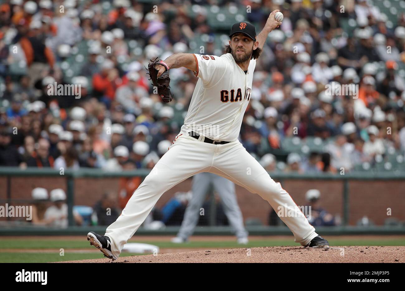 San Francisco Giants pitcher Madison Bumgarner throws against the ...