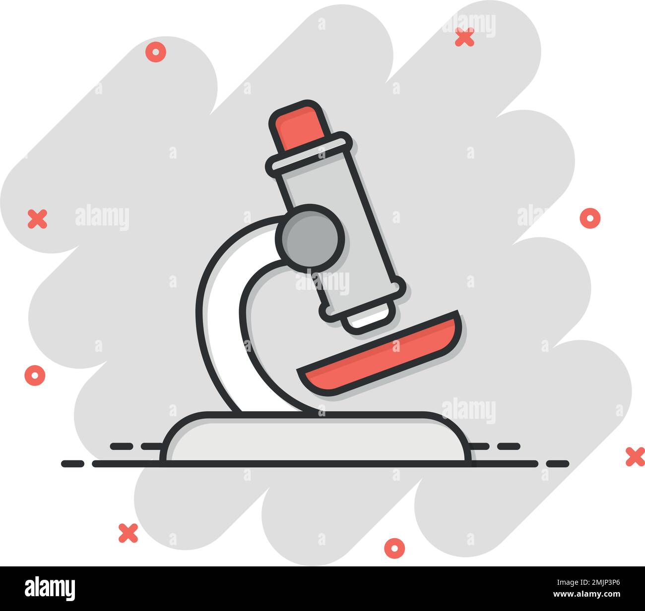 Microscope icon in comic style. Laboratory magnifier cartoon vector ...