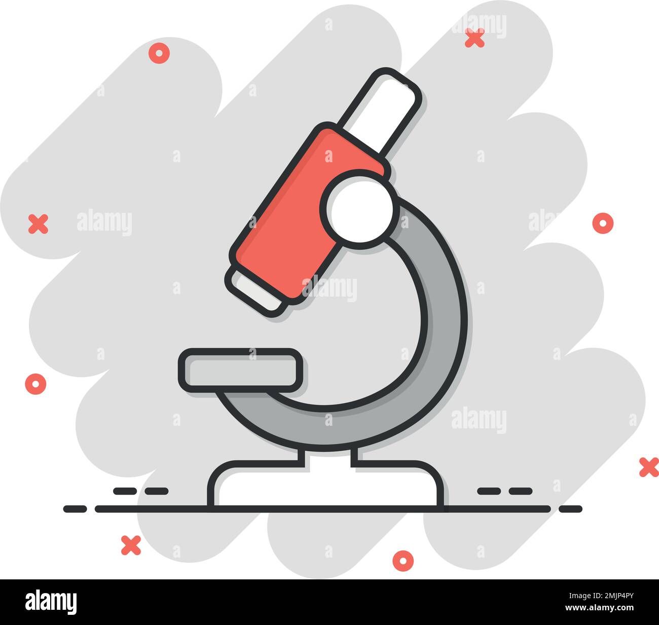 Microscope icon in comic style. Laboratory magnifier cartoon vector ...